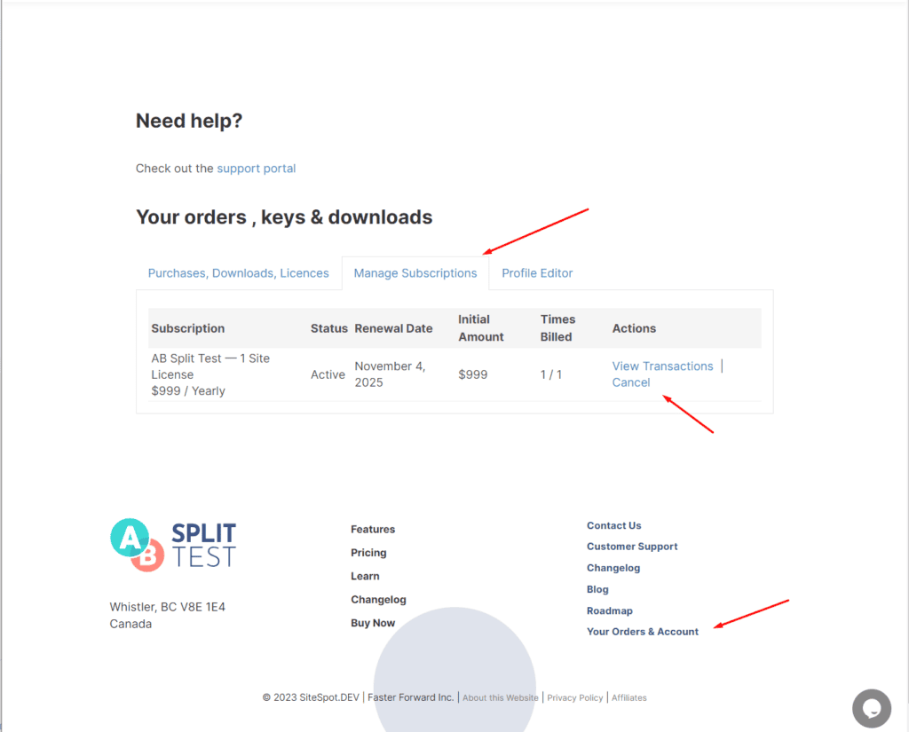 How to cancel your subscription | AB Split Test
